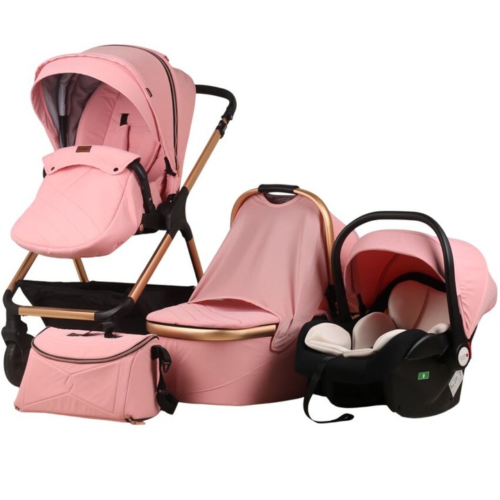 Carucior pentru Copii 3 in 1 All in One Visoli Roz - eMAG.ro