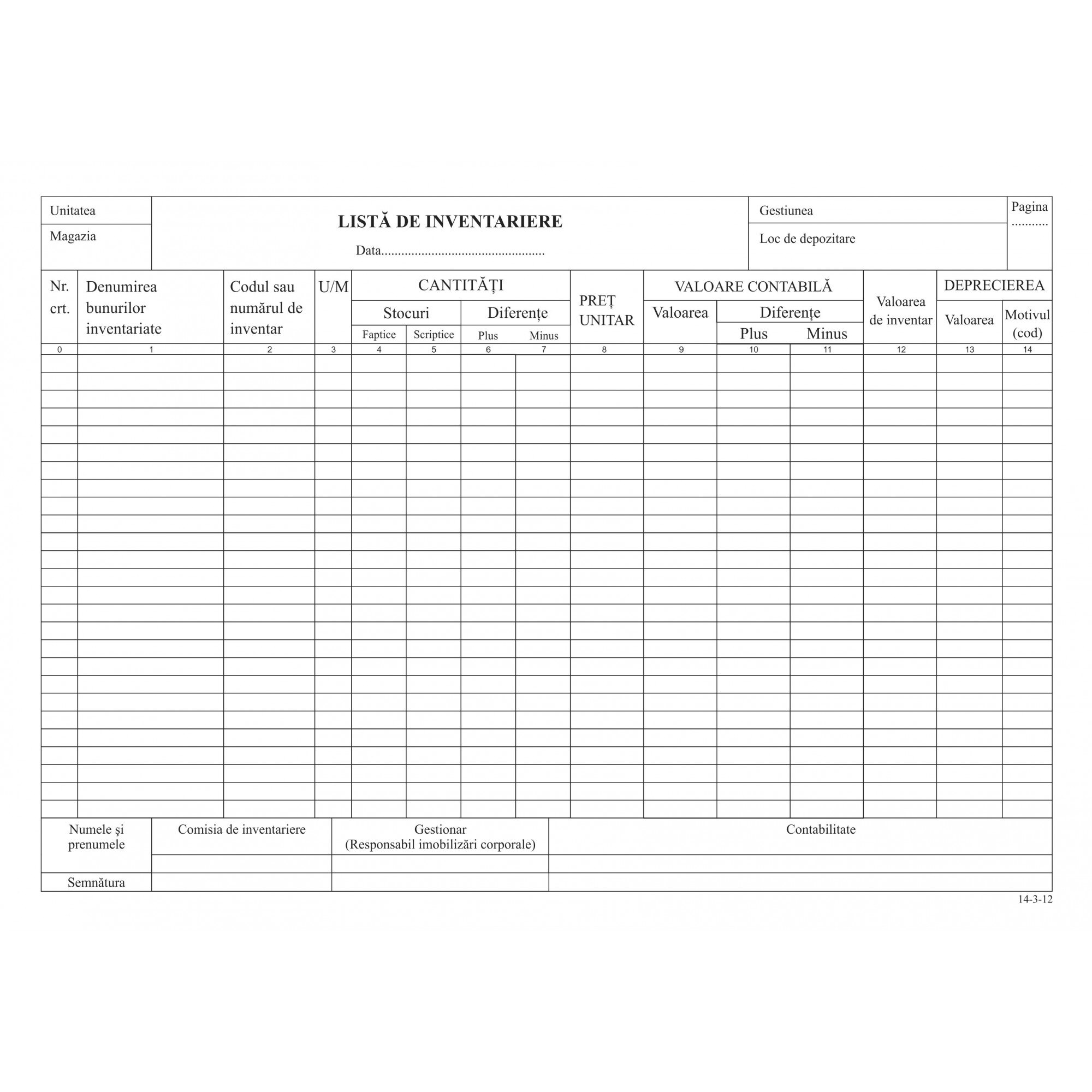 Lista inventariere A4 - fata/verso - SAM OFFICE - eMAG.ro