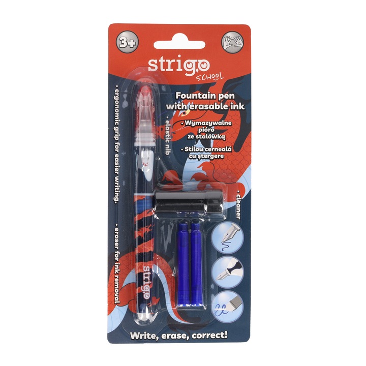 Stilou Strigo cerneala cu stergere + 2 rezerve + dispozitiv curatare ...