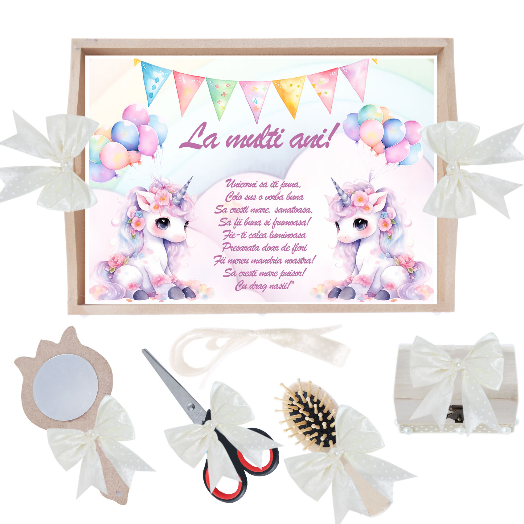 Set tava pentru taiere mot/turta, model Tip Unicorn, ivoire, 6 piese ...