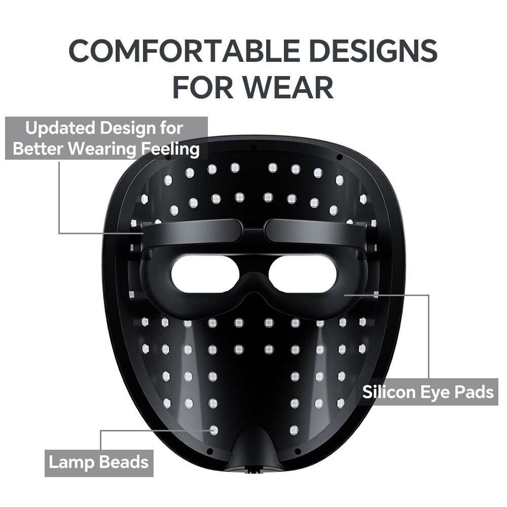 Masca faciala cu fototerapie, 64 LED-uri, 7 culori, aparat ingrijire ...