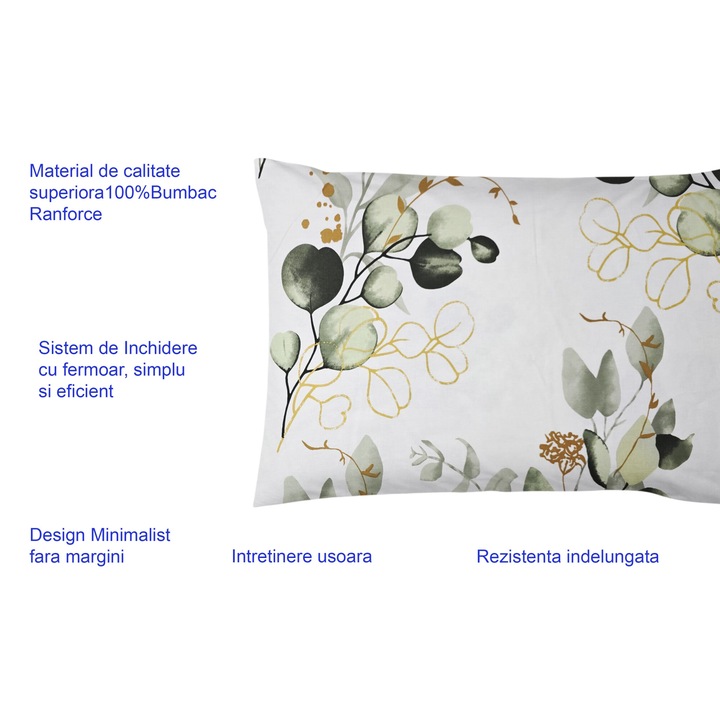 Fata de perna 50x70cm, 100% bumbac ranforce, inchidere fermoar ...