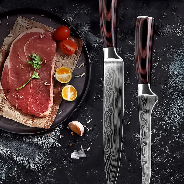 Set de cutite de bucatarie japoneze premium de 8 piese, VIENOD®, cu ...