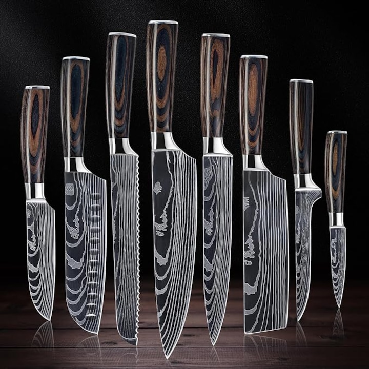 Set de cutite de bucatarie japoneze premium de 8 piese, VIENOD®, cu ...