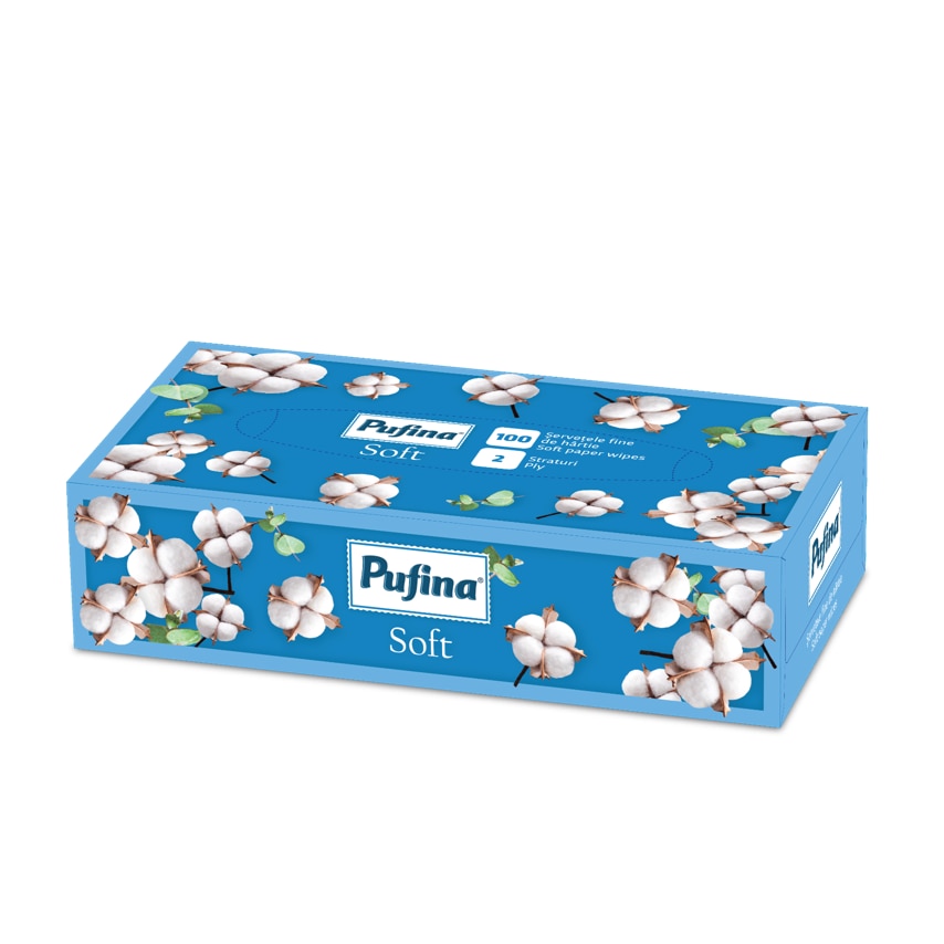 Servetele Faciale Pufina Soft, 2 straturi, 100 Buc - eMAG.ro