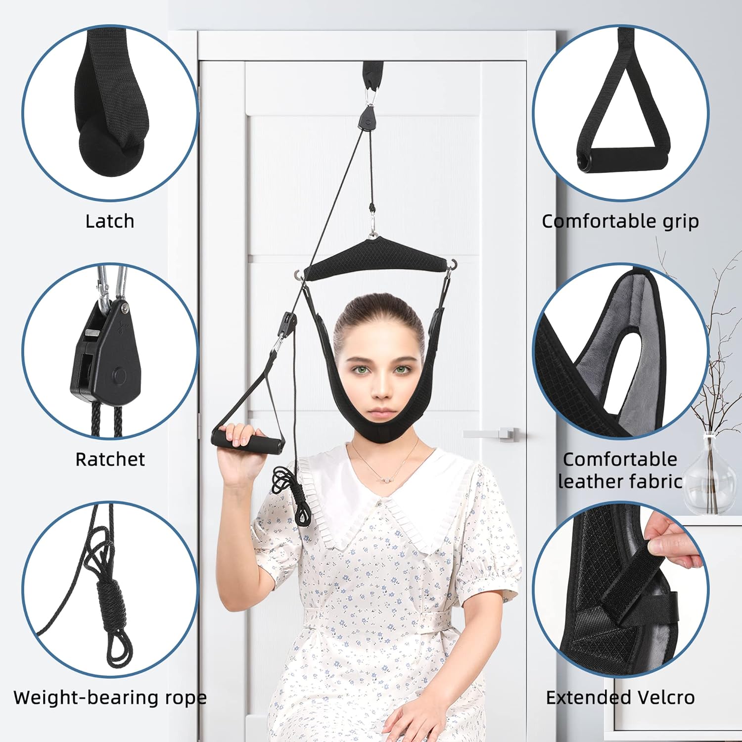 Dispozitiv de tractiune cervicala, WALALLA, textil/aluminiu, suport ...