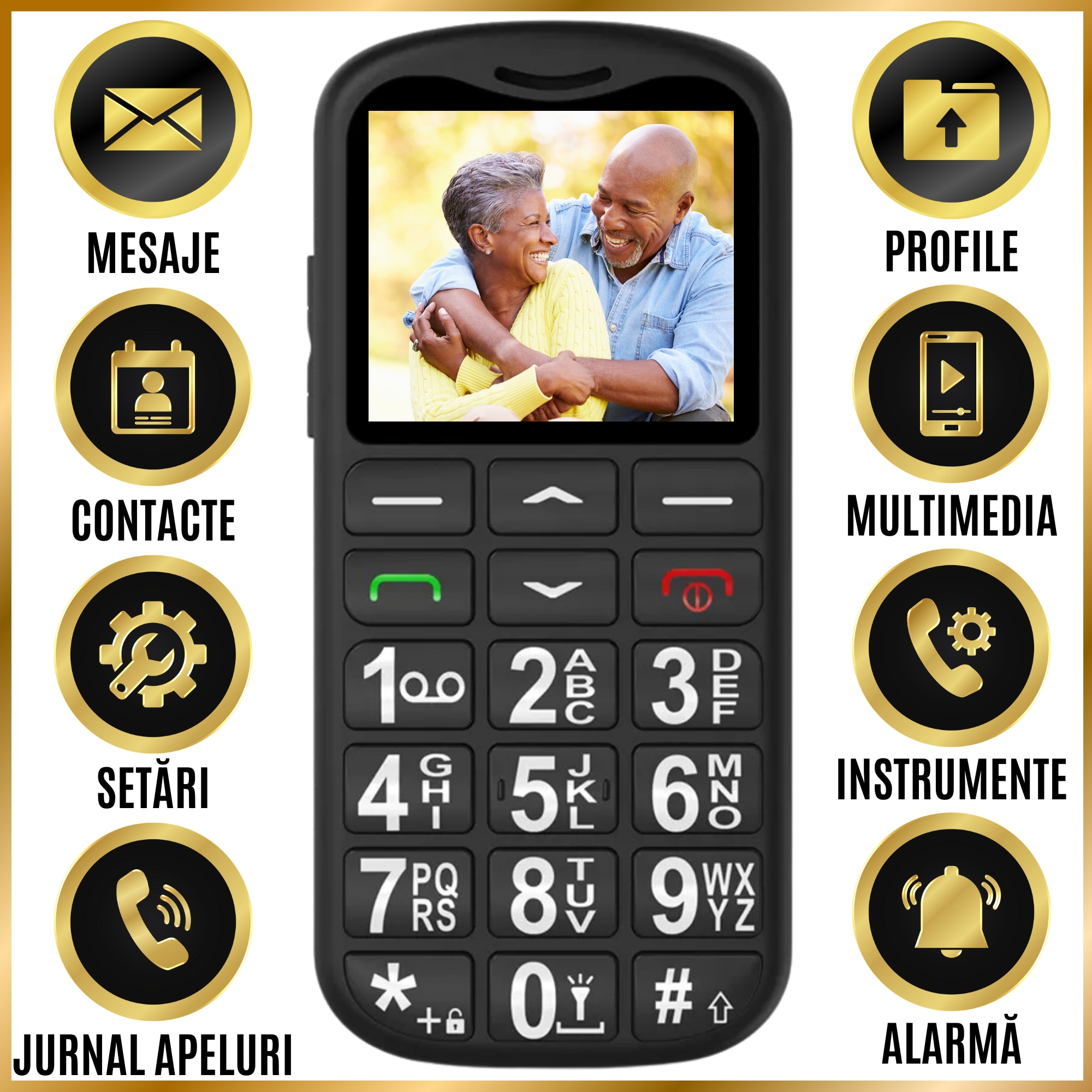 Telefon Mobil Seniori CZAY® cu Taste Mari si Buton SOS pentru Siguranta ...