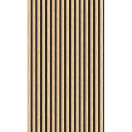 Riflaj decorativ tip panou acustic din fetru si lamele din MDF, culoare stejar deschis, 60 x 240 ...