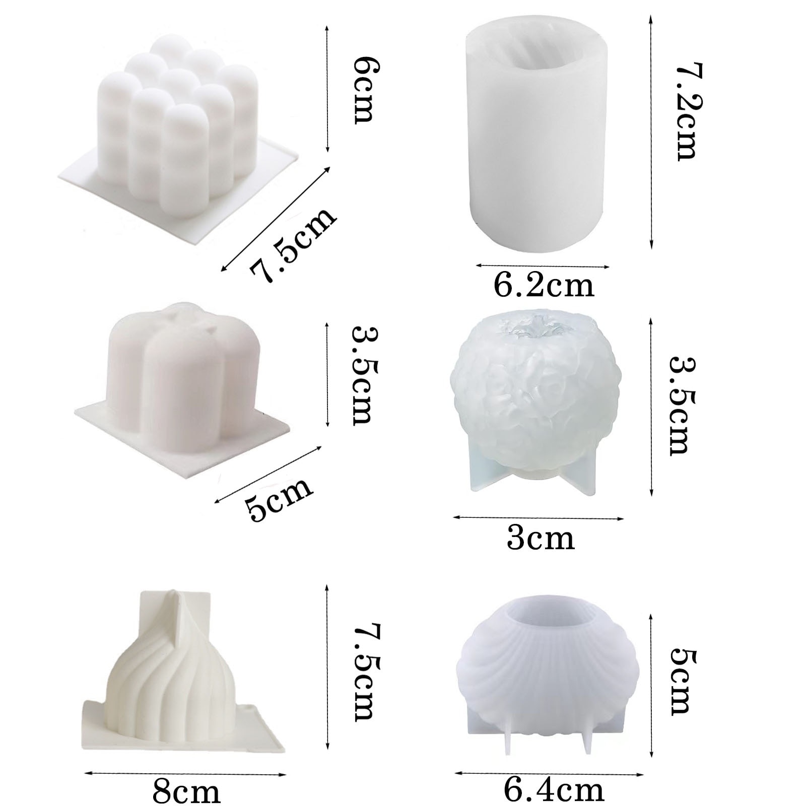 Set 6 Matrite de Silicon pentru Lumanari, Hggzeg, Cu fitile, suport ...