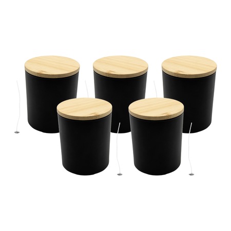 Set 5 bucati recipiente pentru lumanare din sticla neagra mata 200 ml ...