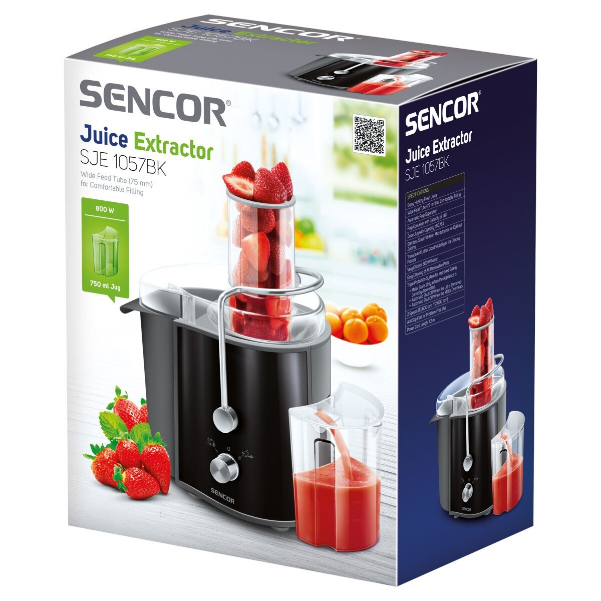 Сокоизстисквачка Sencor SJE 1057BK, 800 W, Корпус от неръждаема стомана ...