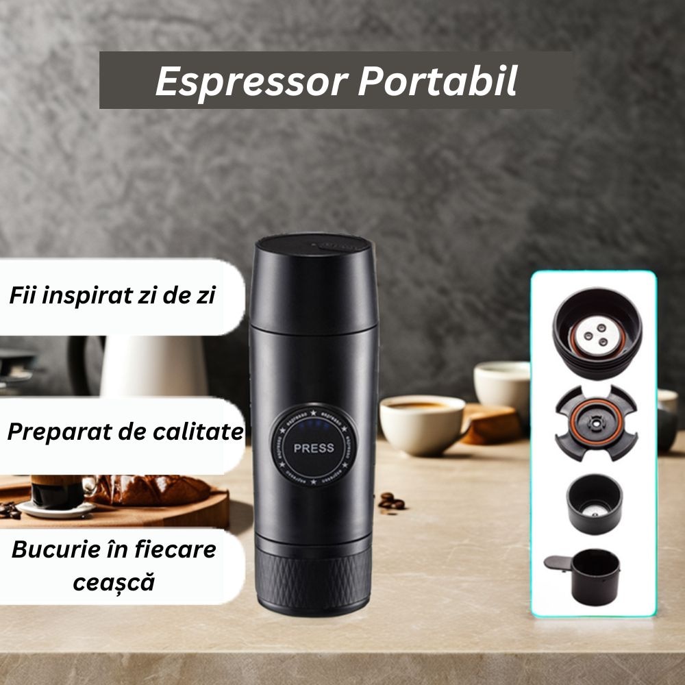 Espressor Portabil, Ergonomic, Cafea sau Capsula Nespresso, Adaugare ...