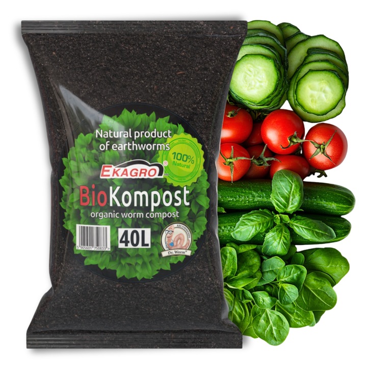 Biocompost 40L, Ekagro, 100% natural, cresterea sanatoasa si ecologica a plantelor, amestec de ...