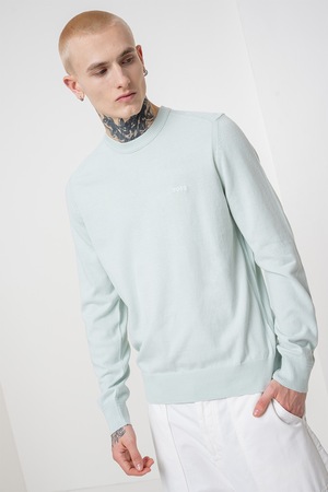 BOSS, Bluza de trening cu detaliu logo Asac, Verde pal, L - eMAG.ro