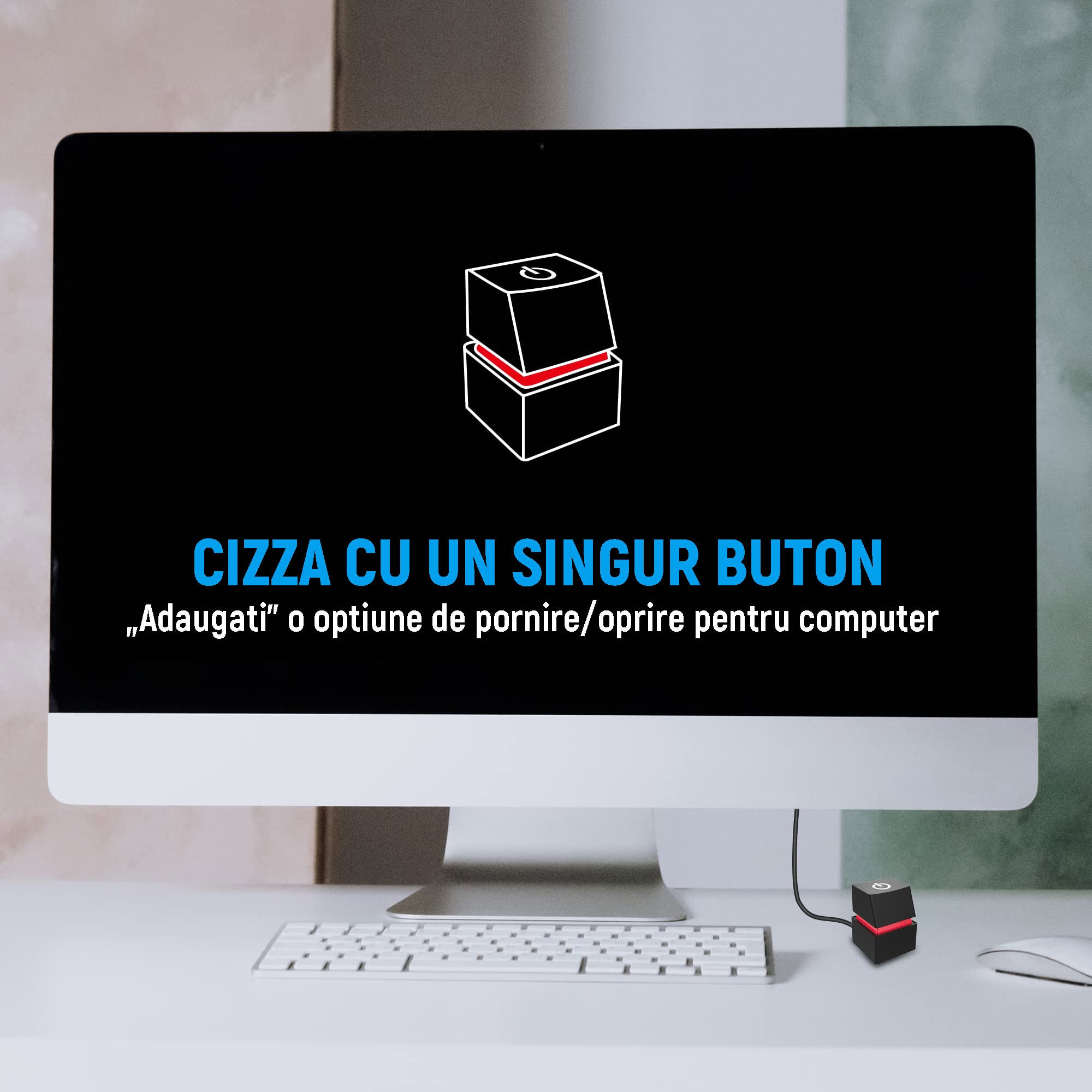 Buton Mecanic ON/OFF PC LED 7 Culori, ABS, gaming, oprire-pornire ...