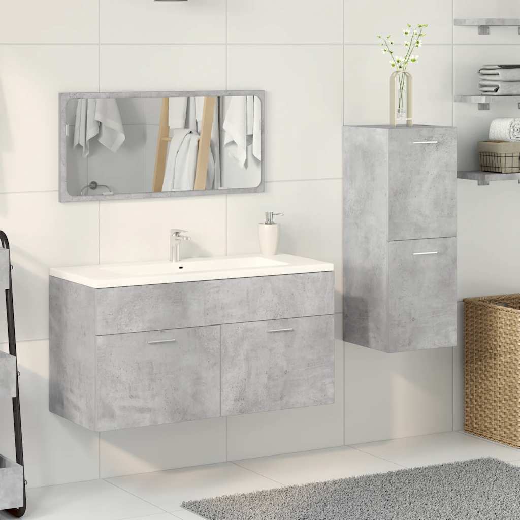Set mobilier de baie vidaXL, 3 piese, gri beton, lemn compozit, 31.25 ...