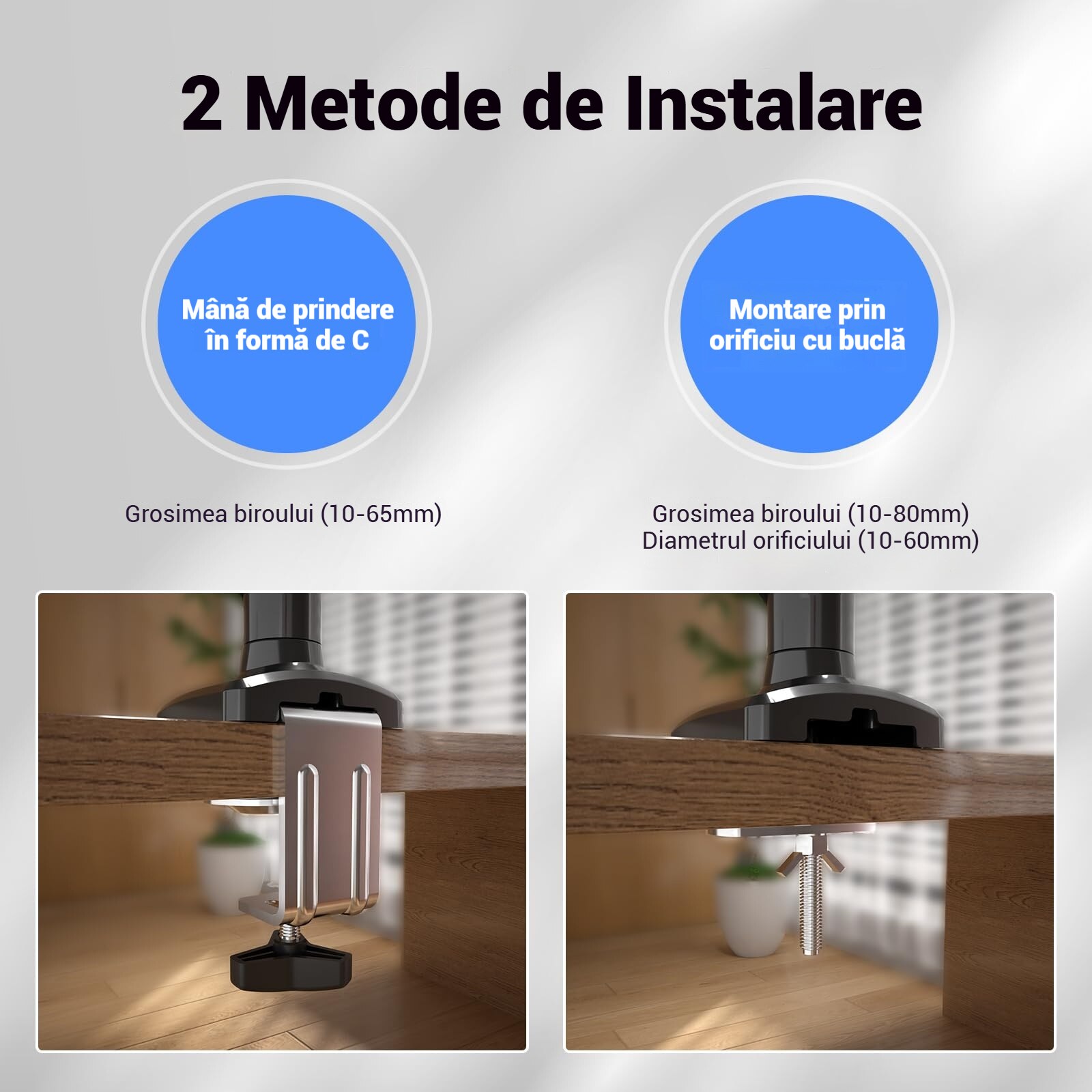 Suport Monitor de Birou Fudisenn®, Brat Hidraulic cu Piston pe Gaz, 17 ...