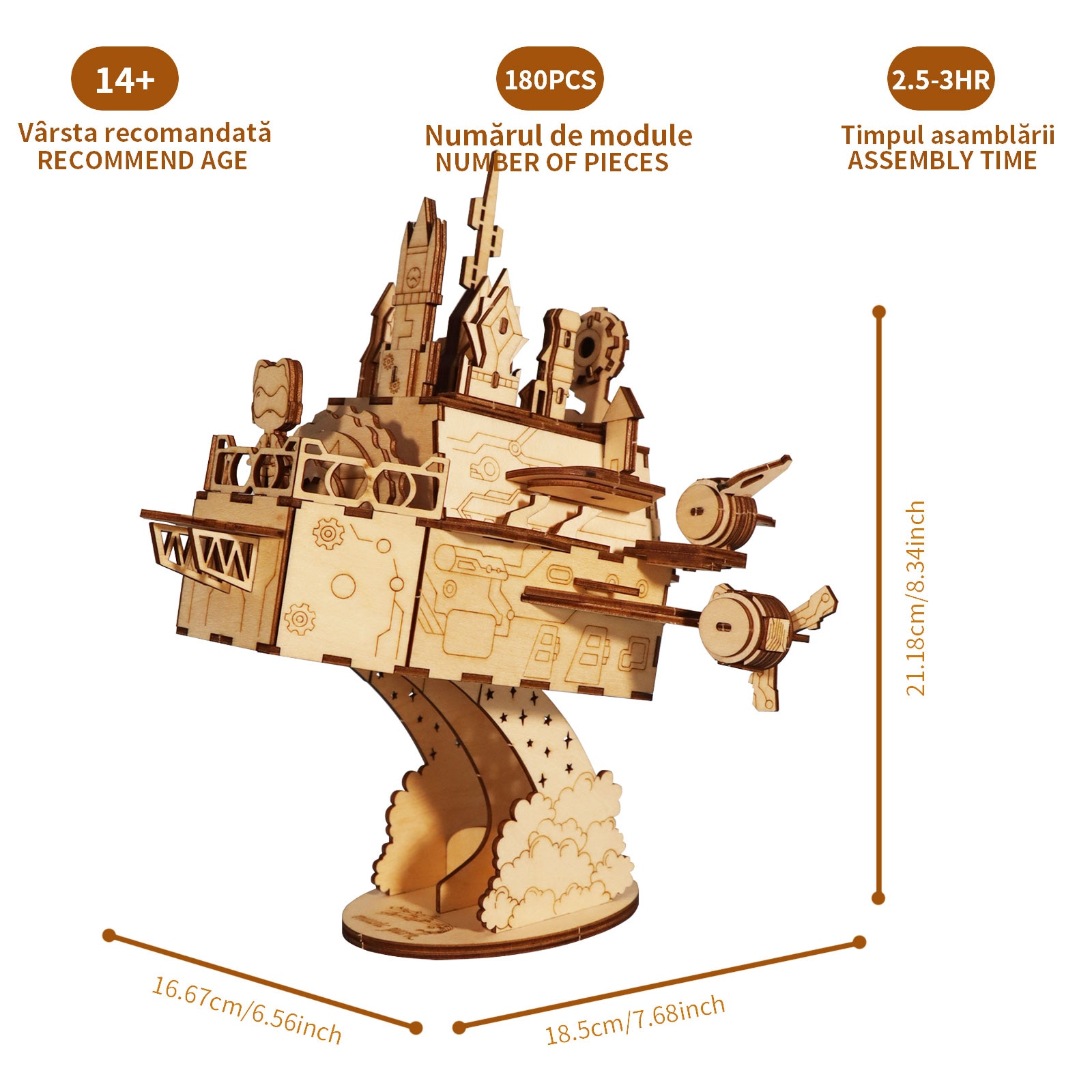 Cutie muzicala 3D din lemn, Music Park, model castel in miscare, 180 ...