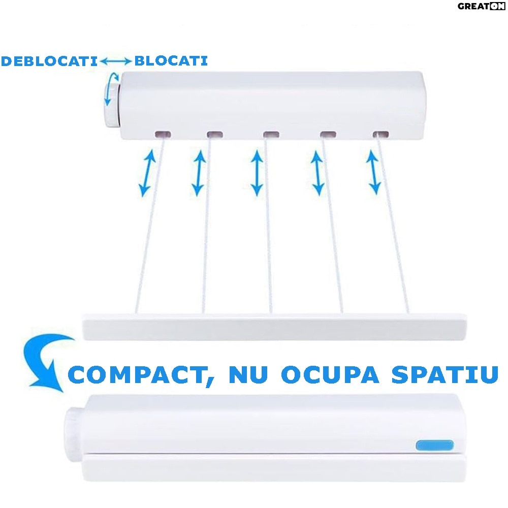 Uscator De Perete GREATON Pentru Rufe, Extensibil Si Retractabil ...