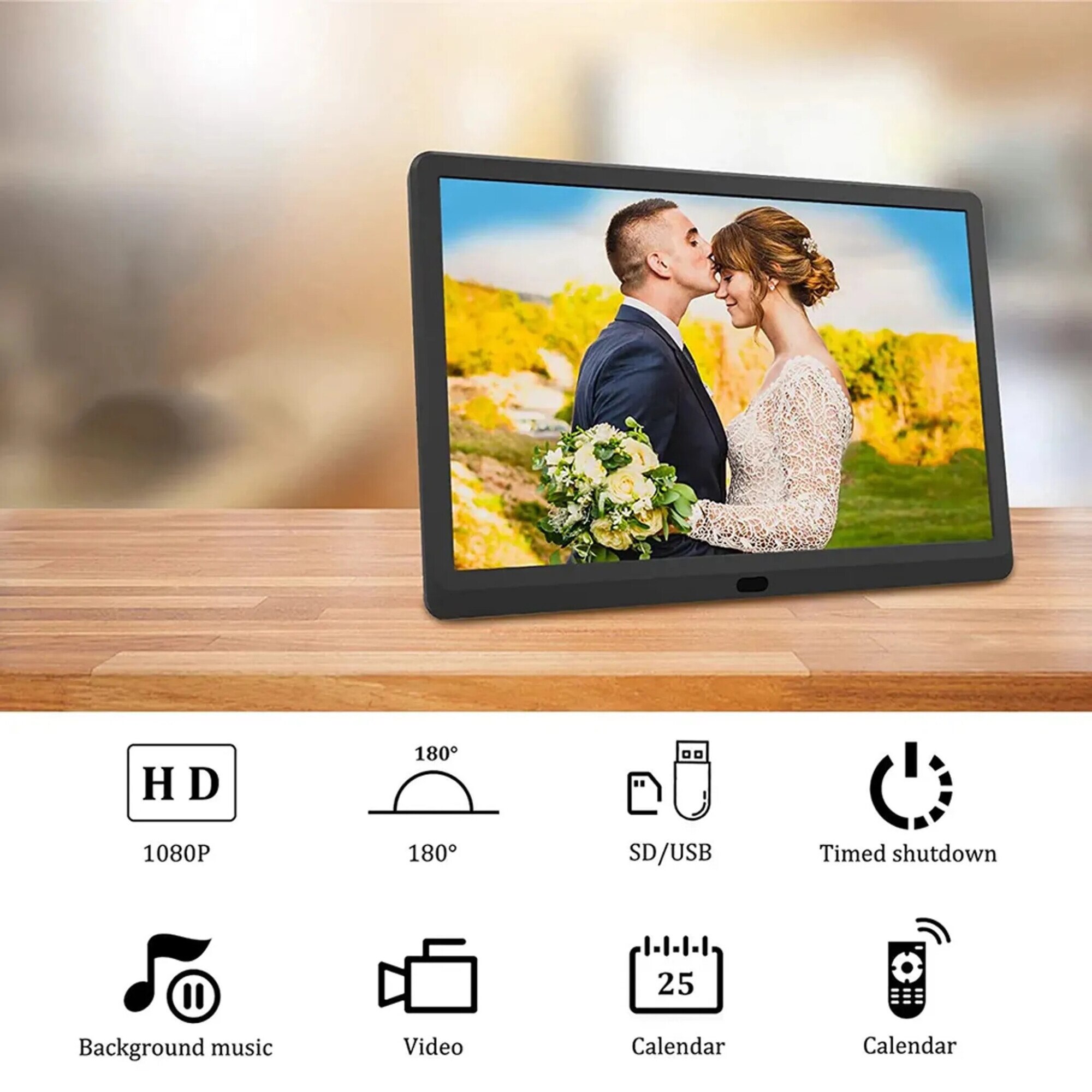 Rama foto digitala, 25.4 cm, 1024x600, negru, Touchscreen - eMAG.ro