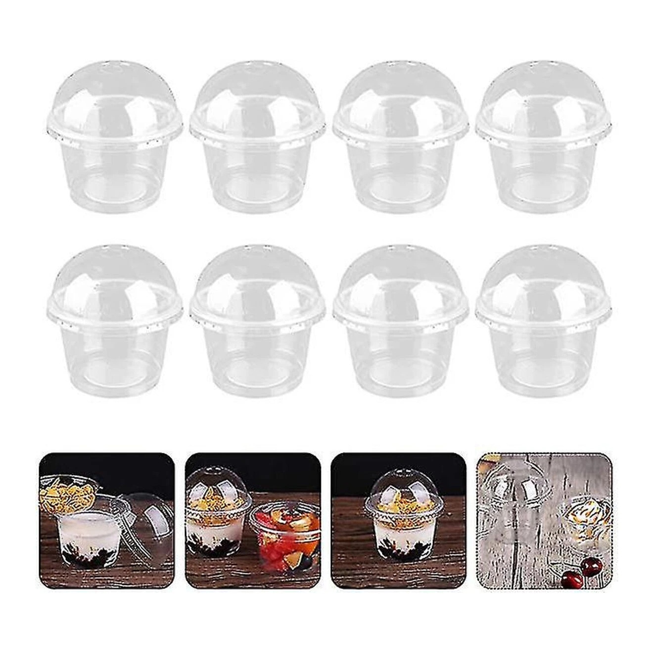Set 100 recipiente desert, Plastic, Transparent, 250ml - eMAG.ro