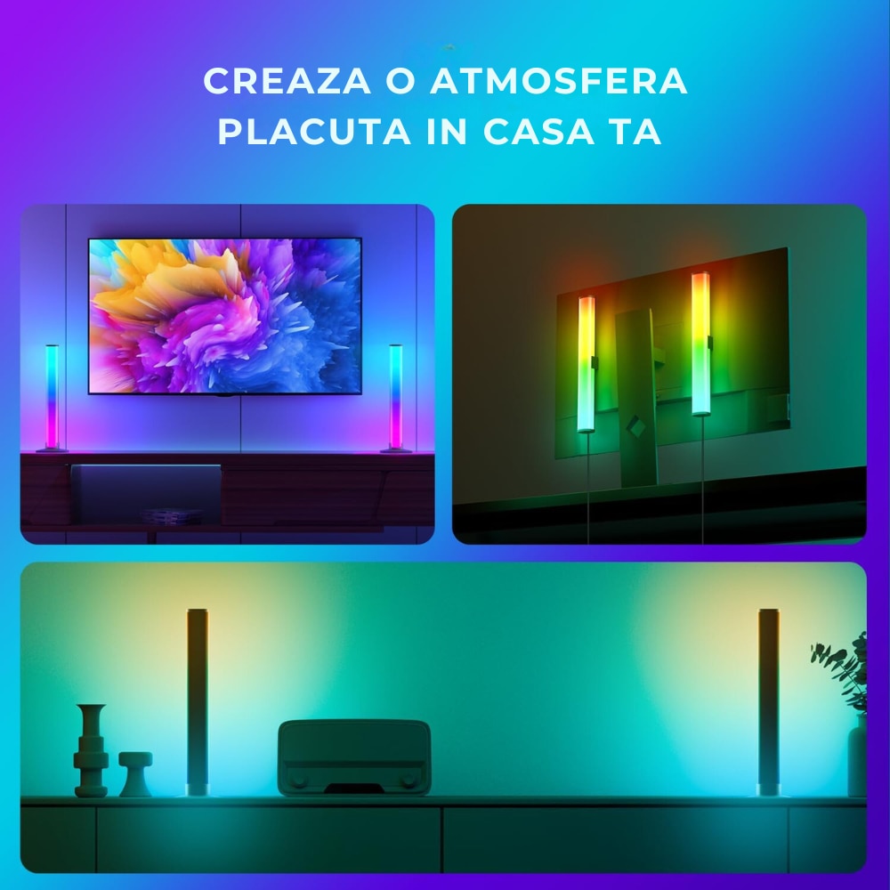 Set 2 Lampi Led smart cu Bluetooth profesionale RGB Binovation ...