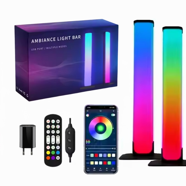 Set 2 Lampi Led smart cu Bluetooth profesionale RGB Binovation ...