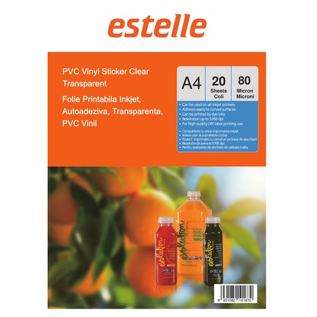 Autocolant printabil transparent clar din folie de vinil PVC de 80 ...