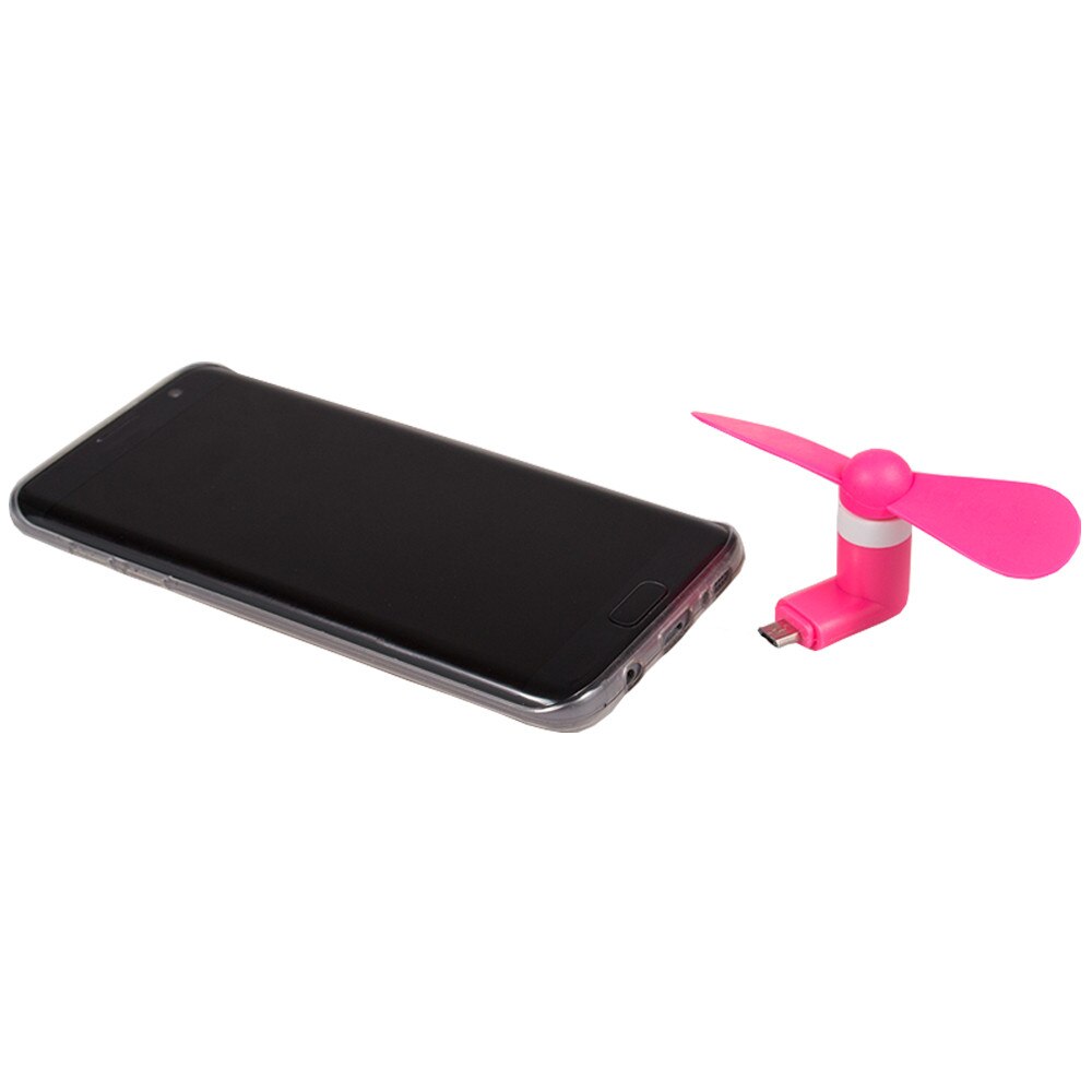 Ventilator mini portabil pentru telefon si tableta, port mini USB, roz ...