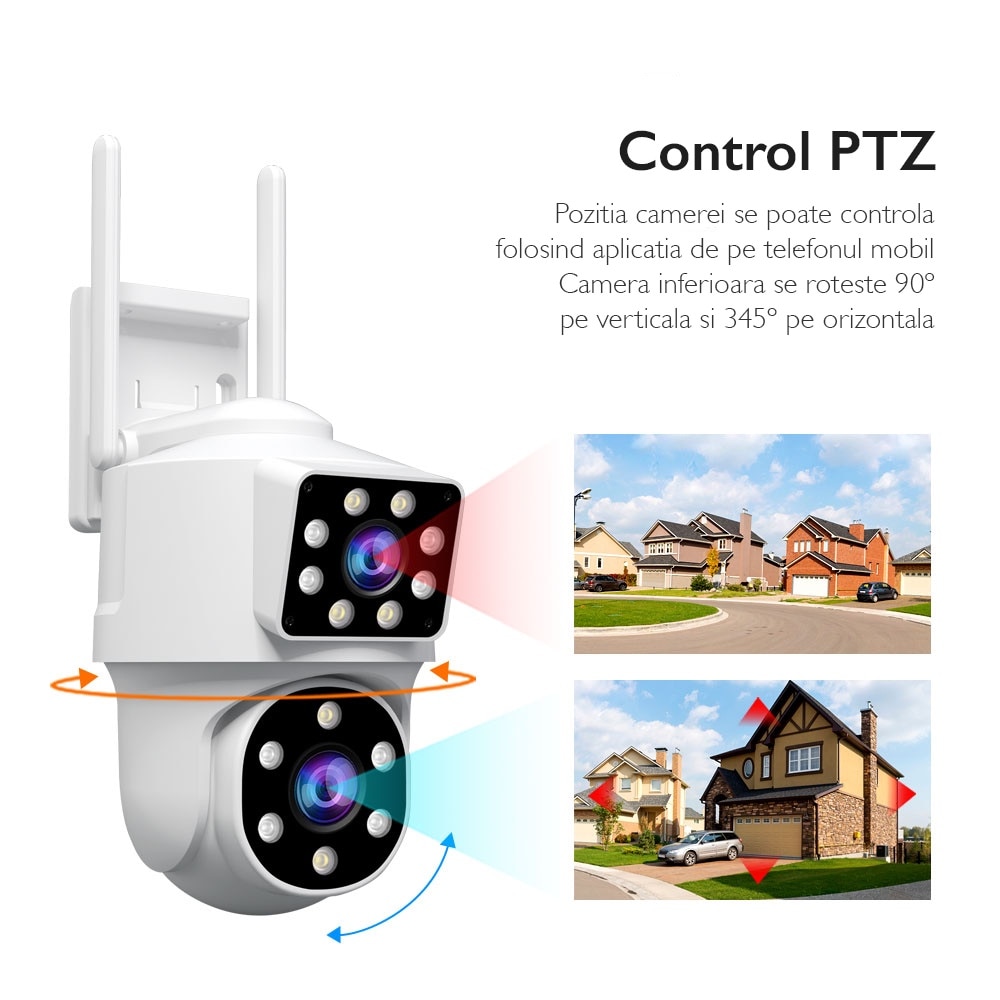 Camera De Supraveghere Video CCTV Dubla WIFI SriHome® SH063 PRO, 8MP ...