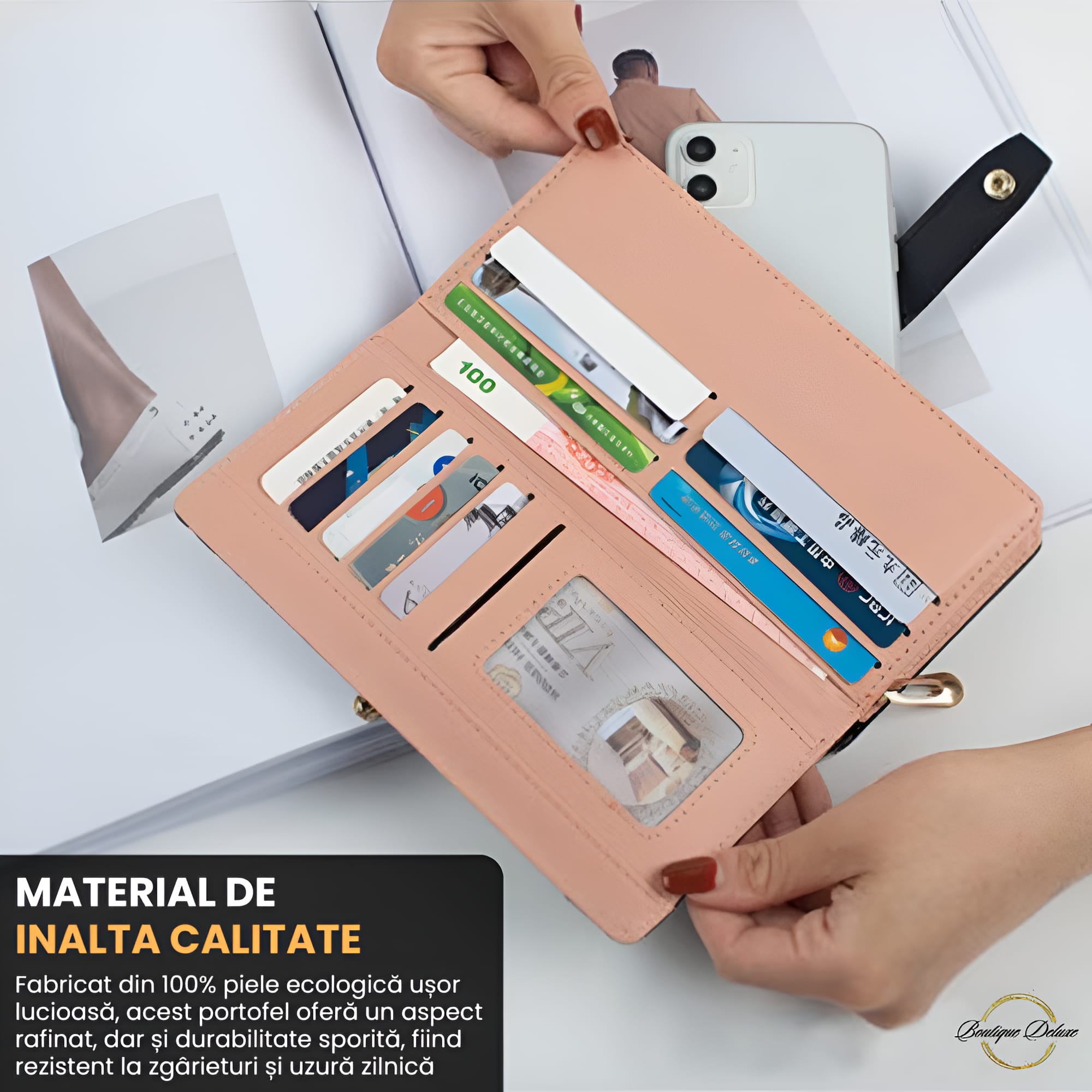 Portofel Modern Dama Boutique Deluxe, Piele Ecologica Rezistenta ...