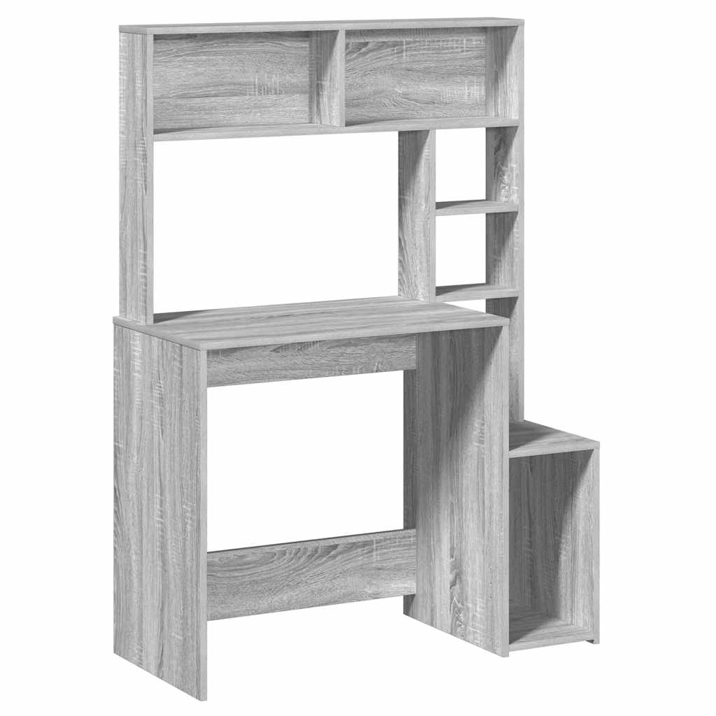Birou cu rafturi vidaXL, gri sonoma, 100x45x140 cm, lemn compozit, 24. ...