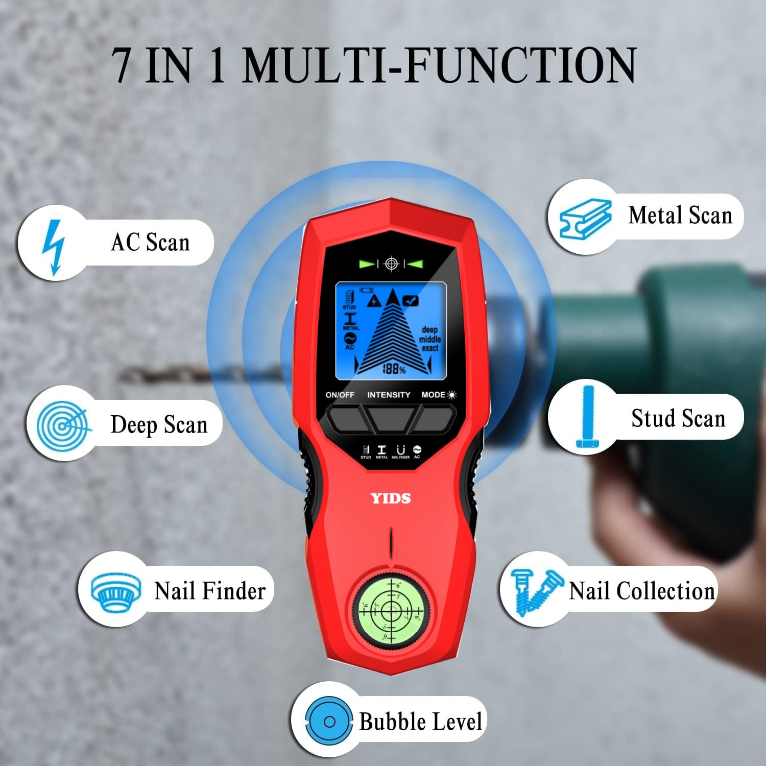 Detector de cabluri electrice 7-in-1, GOSTOCK®, Calibrare Automata ...
