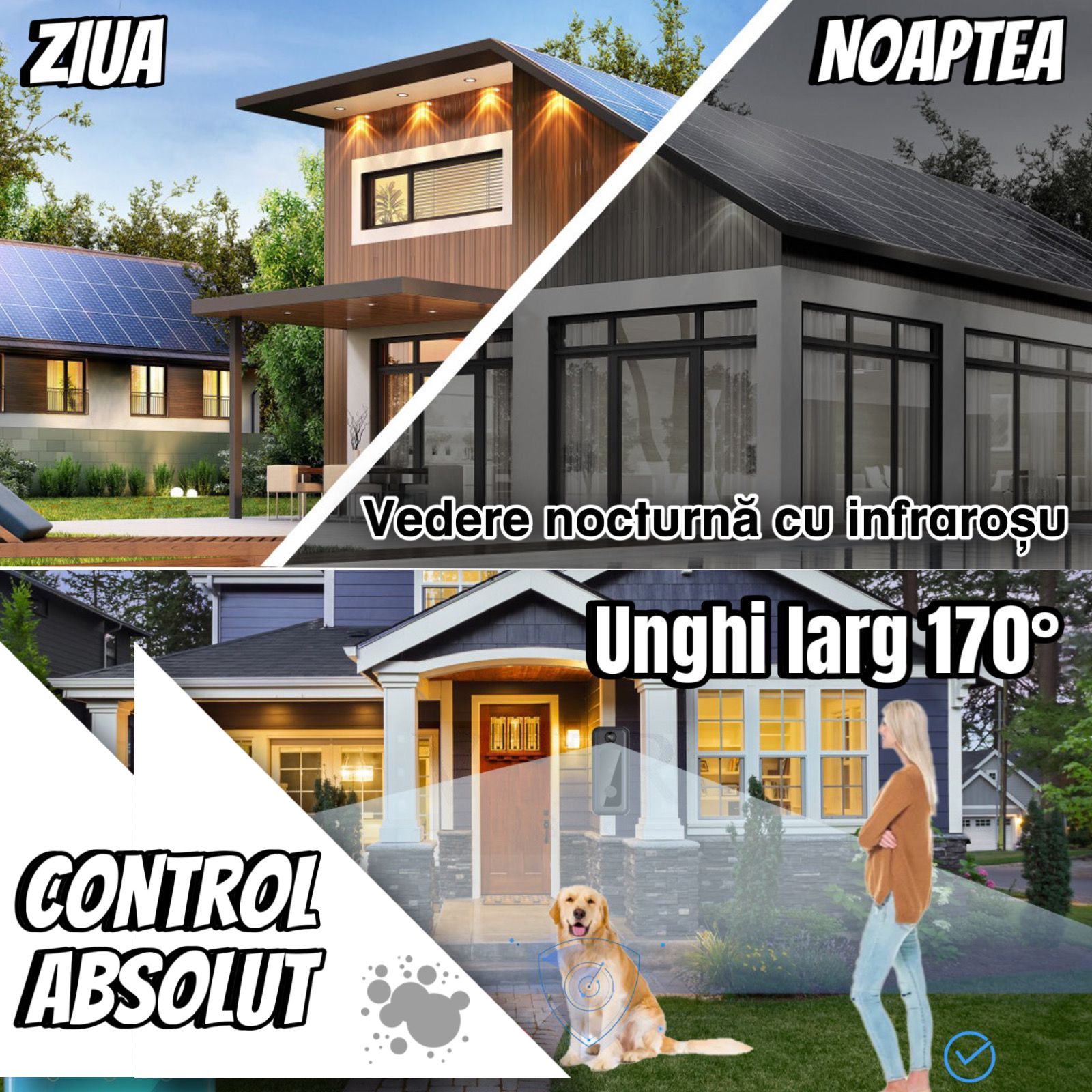 Sonerie video fara fir wireless exterior cu monitor, HITTERGEM ...