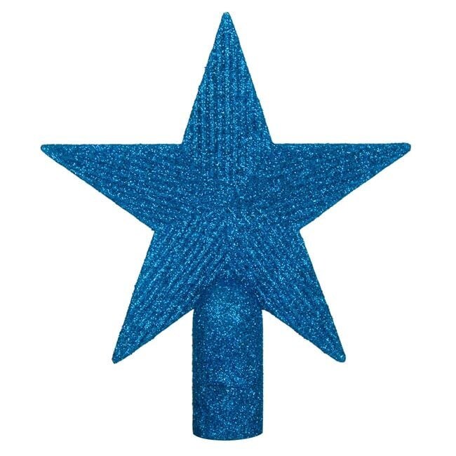 Varf pentru brad de Craciun Antbro® stea turcoaz cu glitter, 15cm - eMAG.ro