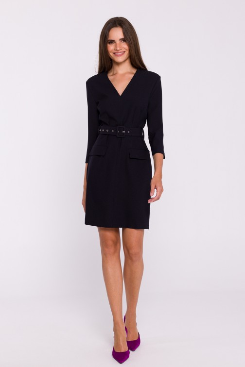 Rochie simpla cu curea in talie Stylove, Negru, M - eMAG.ro