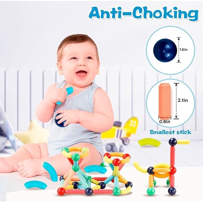 Set jucarii magnetice pentru constructie magnetic Sticks 3D, Wacorresi ...