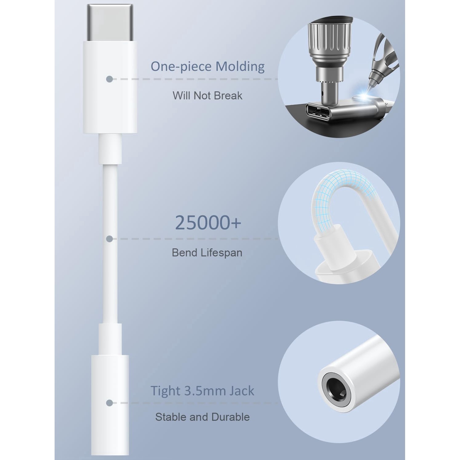 Adaptor audio pentru telefon, casti de la USB-C la 3,5 mm, compatibile ...