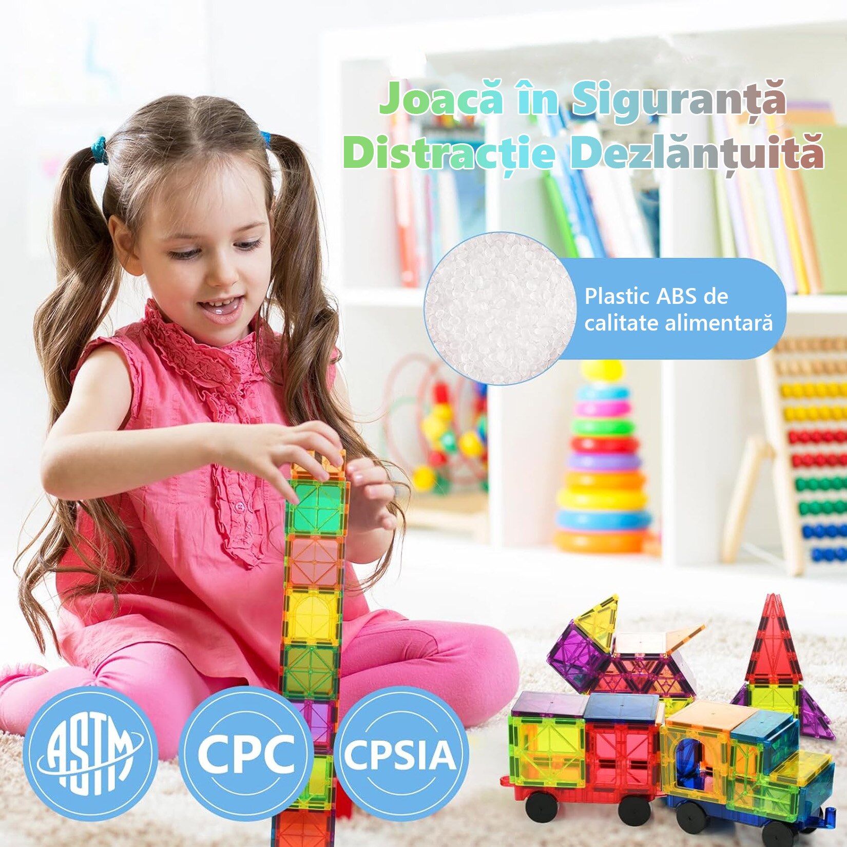 Set de constructie cu placi magnetice, Wacorresi, set de Constructie ...