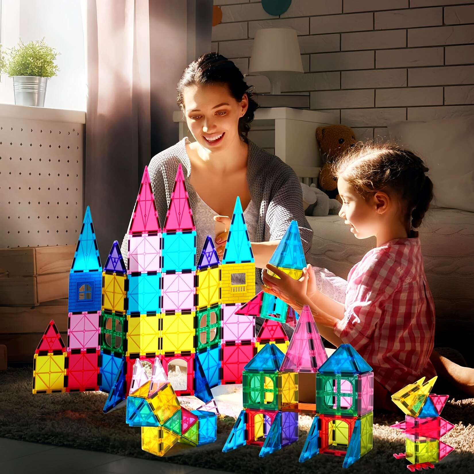 Set de constructie cu placi magnetice, Wacorresi, set de Constructie ...
