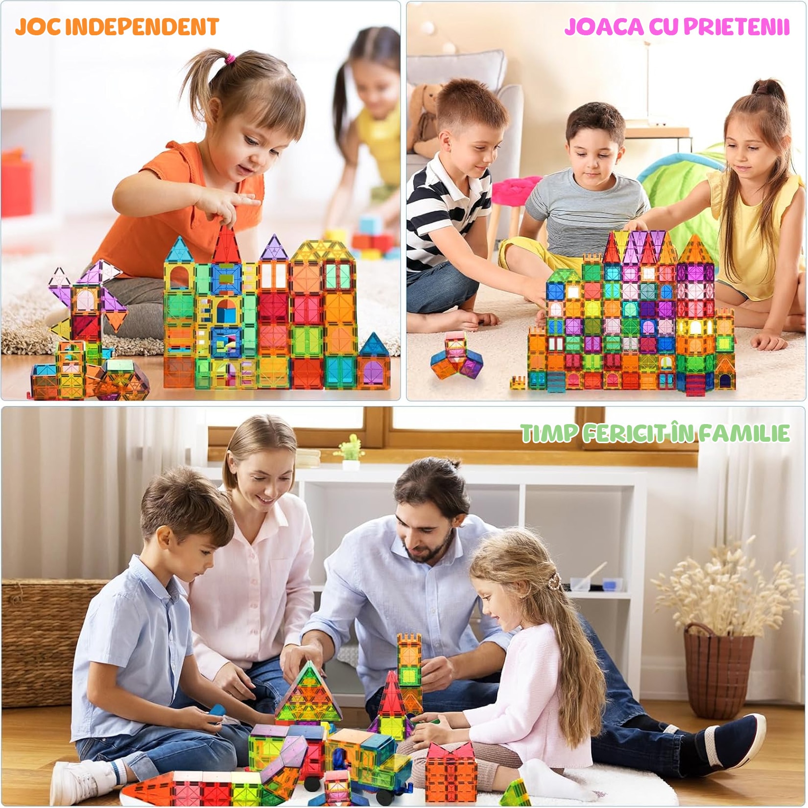 Set de constructie cu placi magnetice, Wacorresi, set de Constructie ...