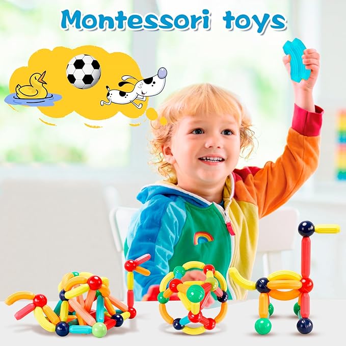 Set jucarii magnetice pentru constructie magnetic Sticks 3D, Wacorresi ...