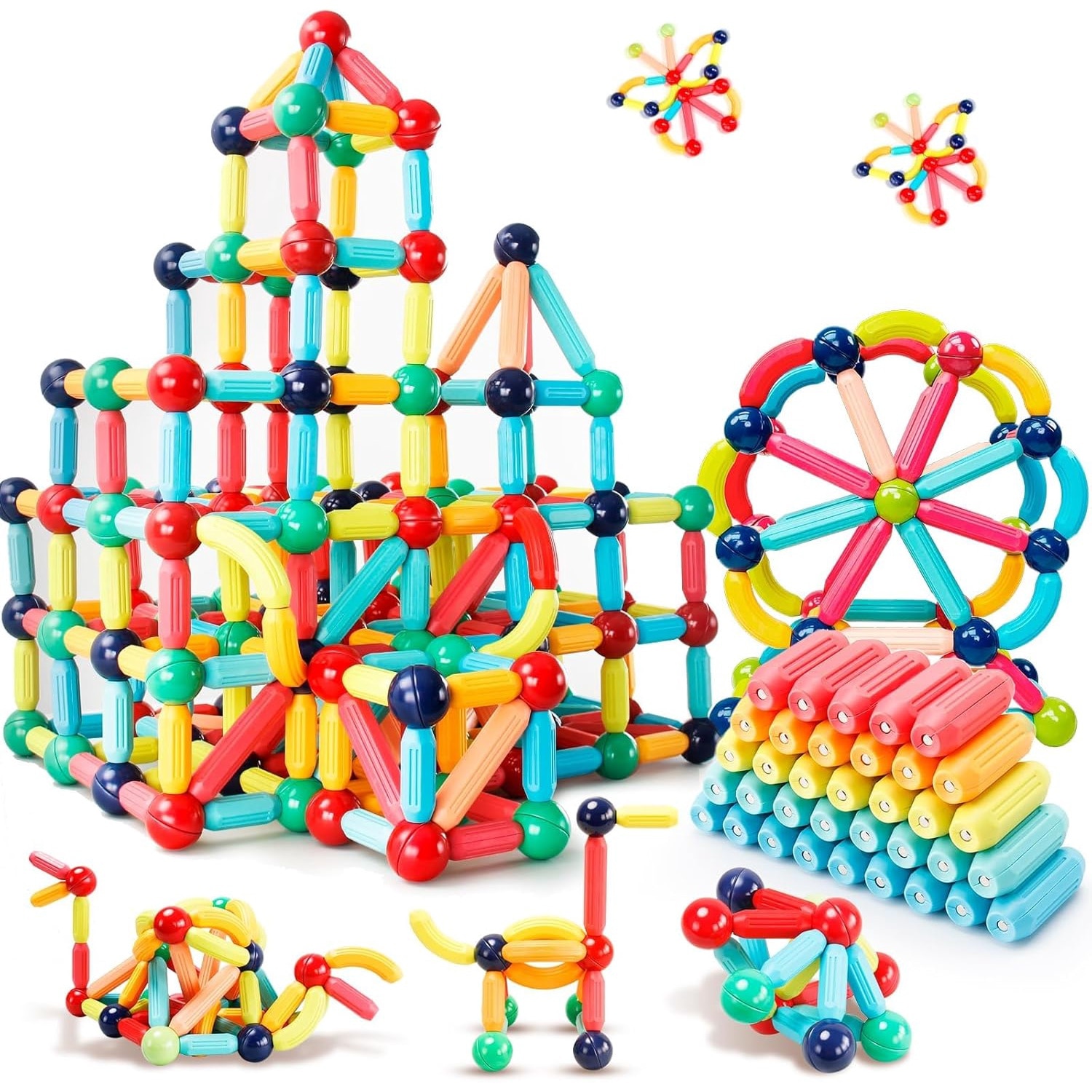 Set jucarii magnetice pentru constructie magnetic Sticks 3D, Wacorresi ...