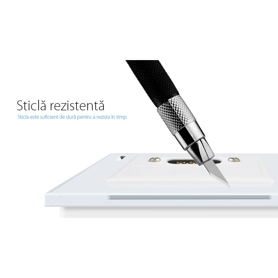 Priza cu mufa VGA tata 15 pini Livolo cu rama din sticla, Alb - eMAG.ro