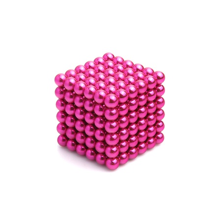Set de 216 bile magnetice Neocube, 5 mm, roz, cu cutie metalica - eMAG.ro