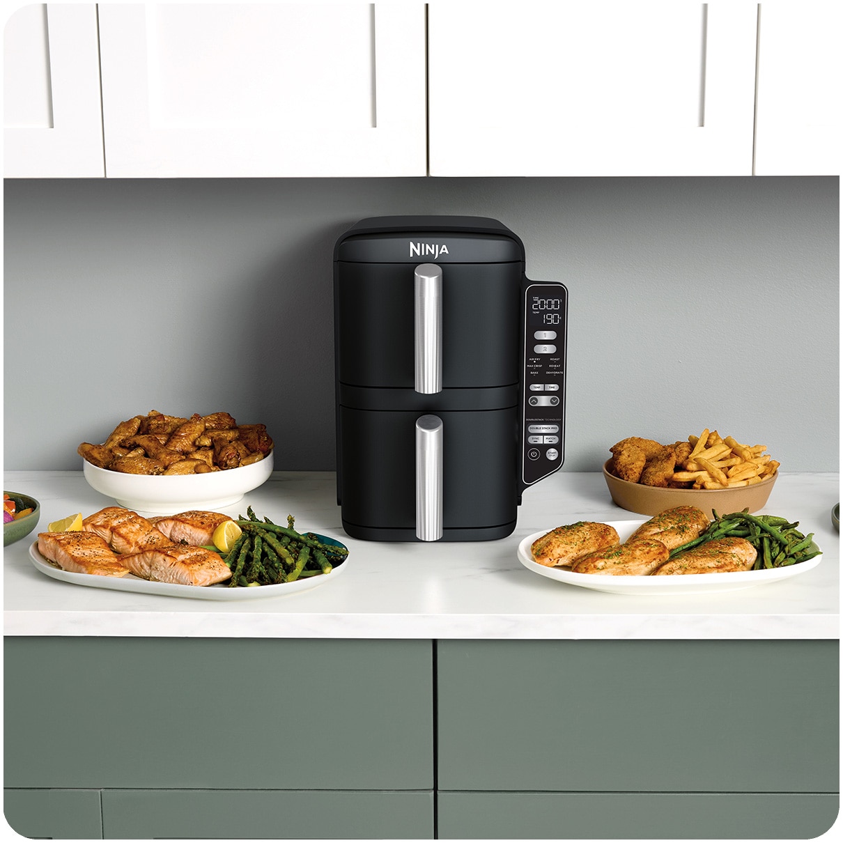 Фритюрник с горещ въздух Ninja Double Stack SL300, 2470W, 7.6 л, 6 ...