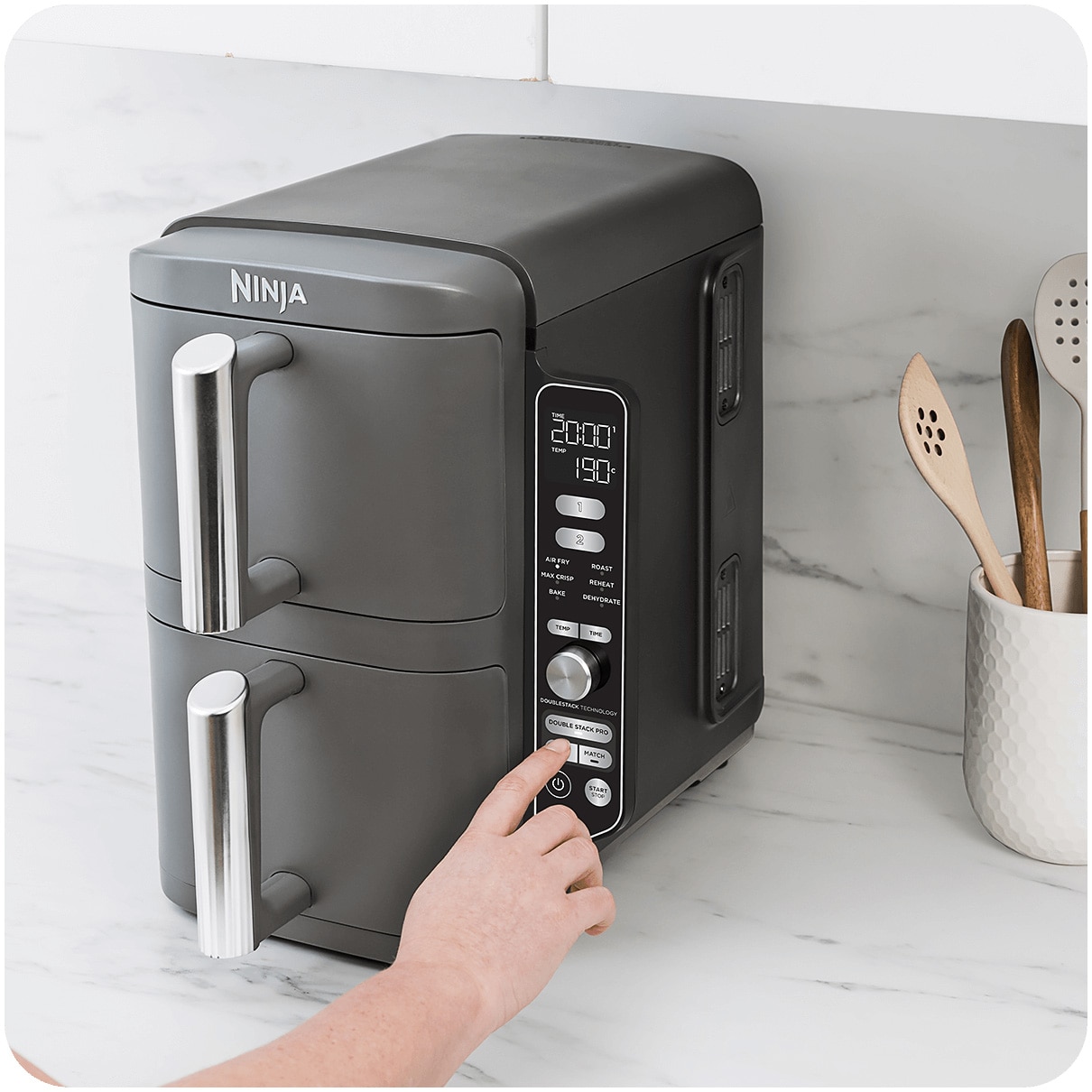 Friteuza cu aer cald Ninja Double Stack XL SL451, 9.5l, 2470W ...