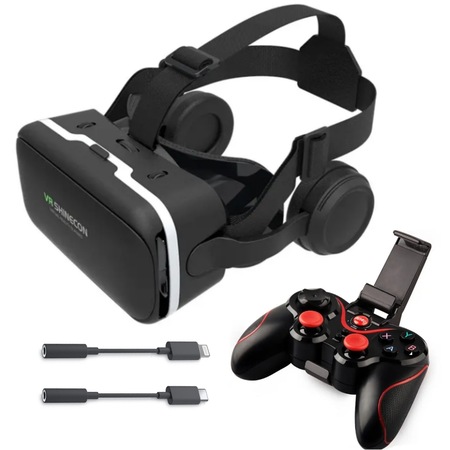 Ochelari VR 3D, Casti Reglabile cu Sunet Stereo 3D si Adaptoare 3.5mm ...