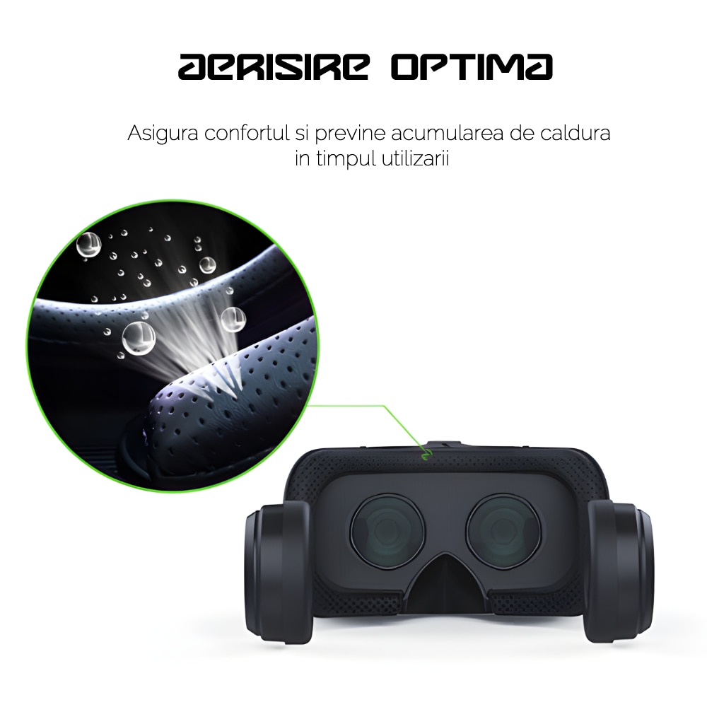 Ochelari VR 3D, Casti Reglabile cu Sunet Stereo 3D si Adaptoare 3.5mm ...
