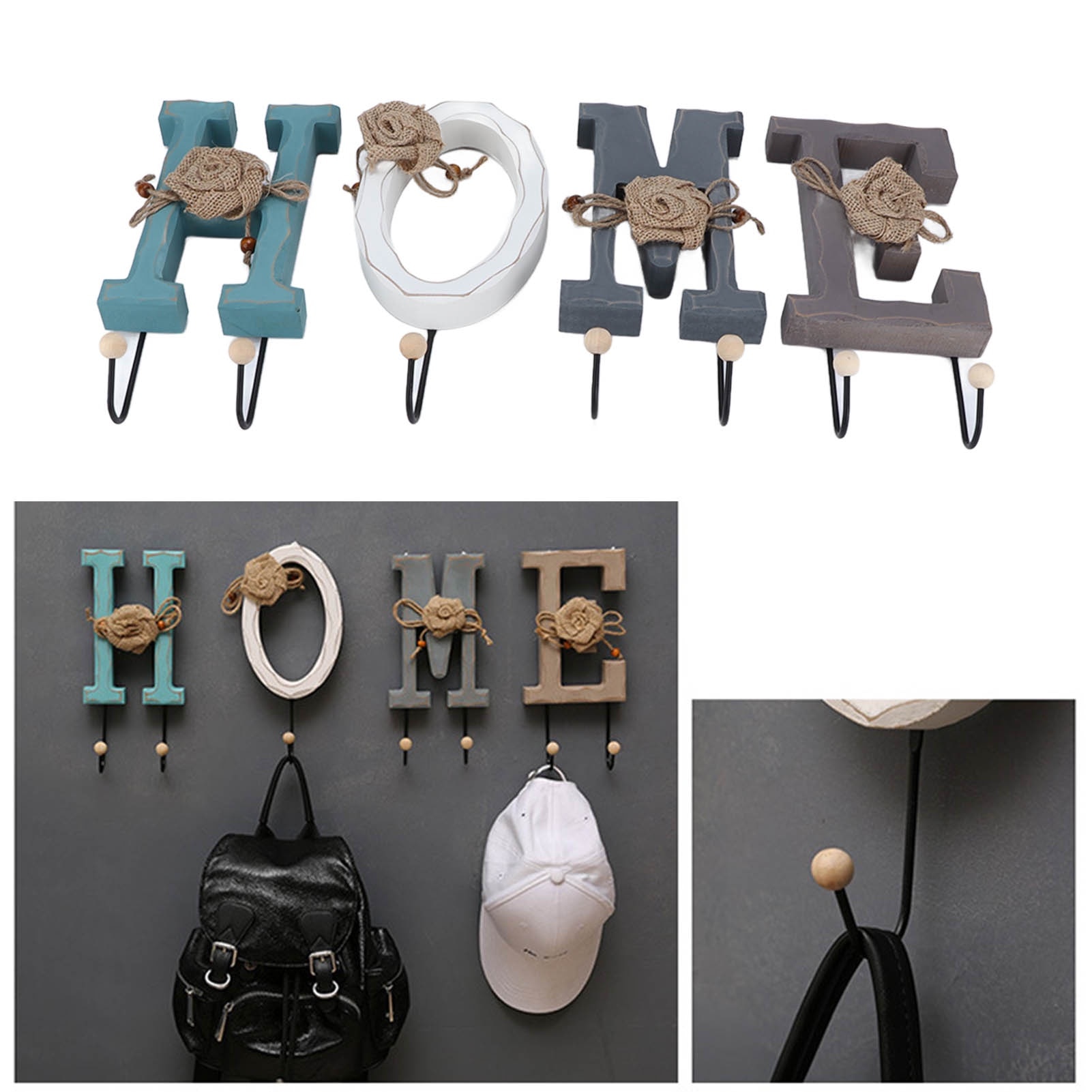 Semn decorativ pentru acasa, Bizaical, set 4 litere, material lemn si ...